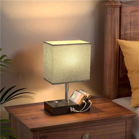 Accents | Fully Dimmable Nightstand Lamp For Bedroom With Usb C ...